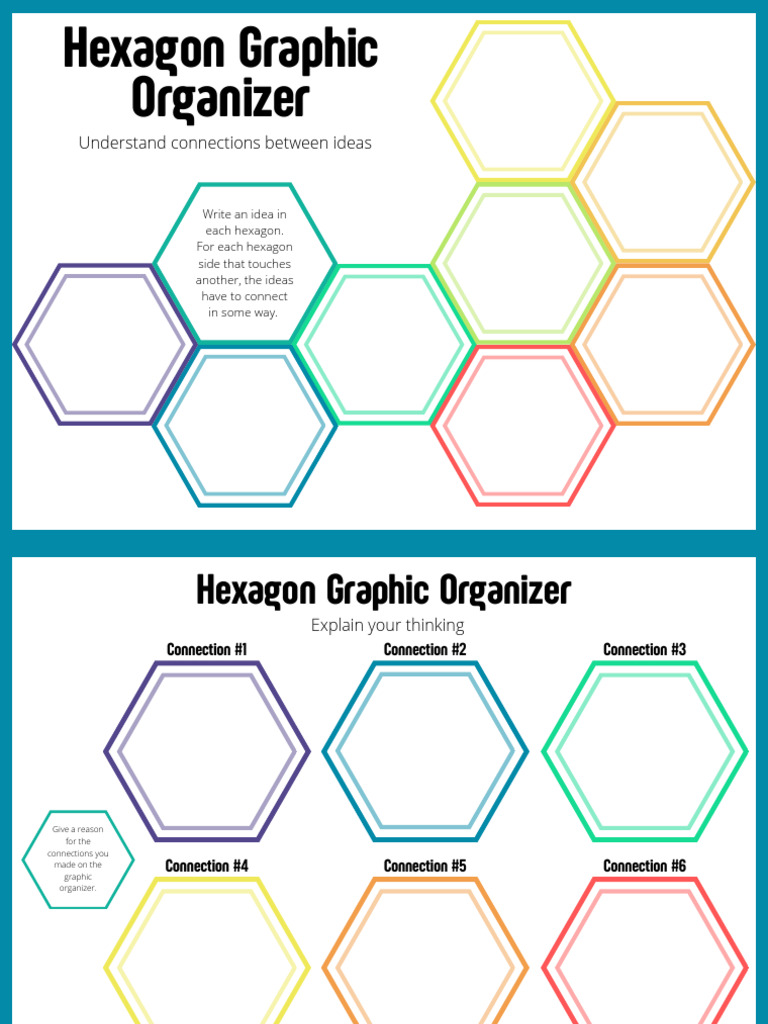 Muted Rainbow Hexagon Thinking Graphic Organizer | PDF