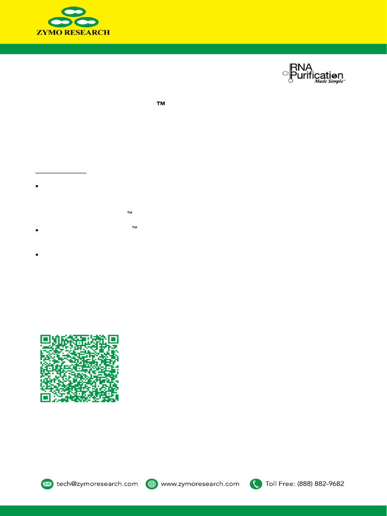 Quick-DNA:RNA™ Miniprep Plus Kit | PDF | Protein Purification | Lysis