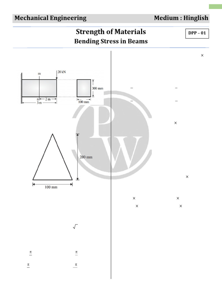 Strength of Materials: Mechanical Engineering Medium: Hinglish Bending Stress in Beams | PDF ...
