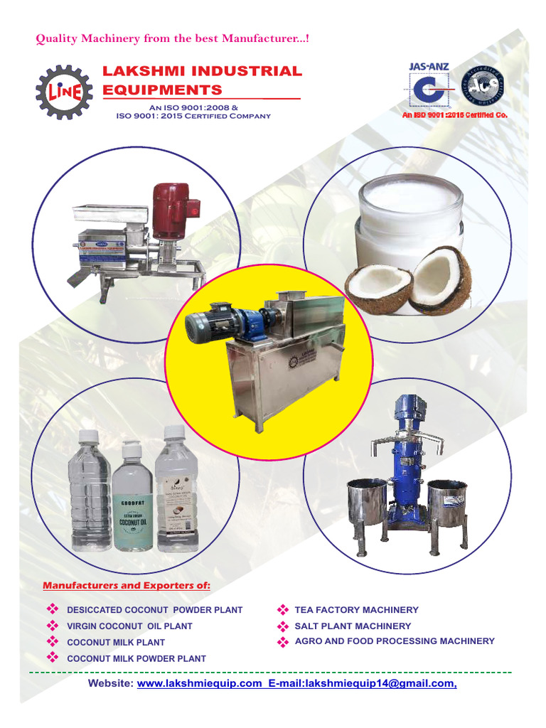 Coconut Processing Machinery Overview | PDF | Coconut | Coconut Milk