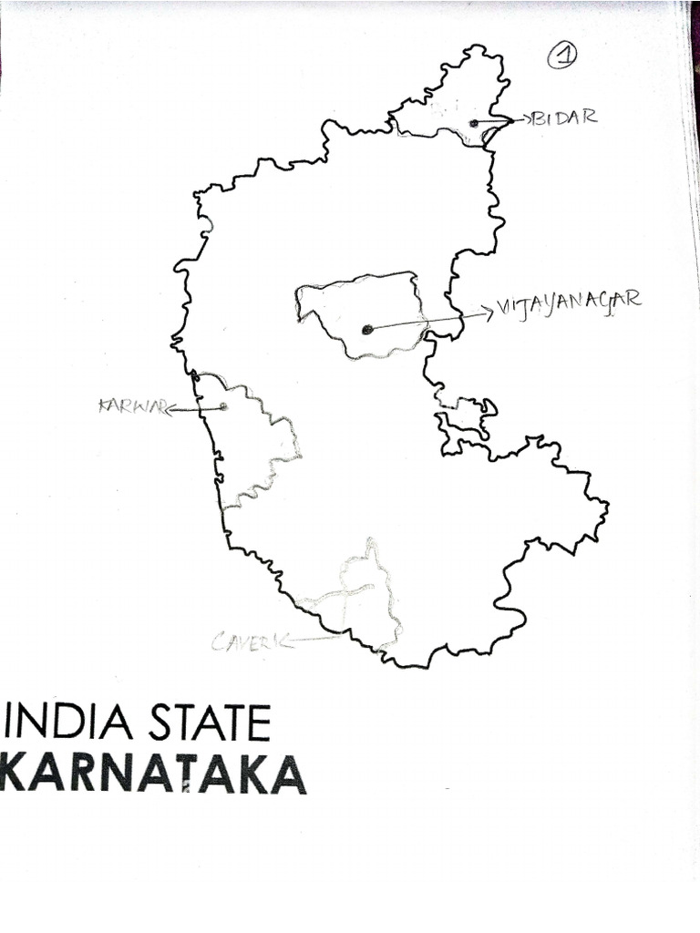 Karnataka Map 2024 (Black & White) | PDF