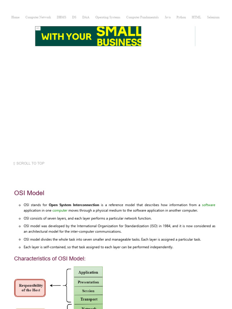 OSI Model Layers, Characteristics, Functions Javatpoint 1 | PDF | Osi ...