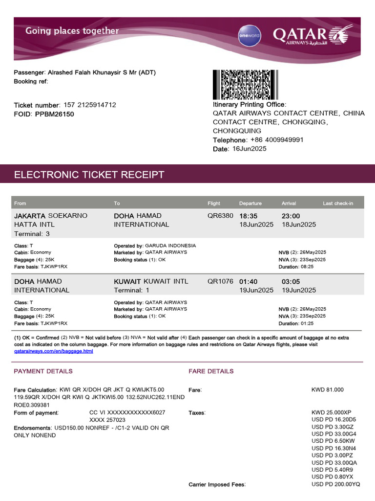 Your Electronic Receipt | PDF | Airlines