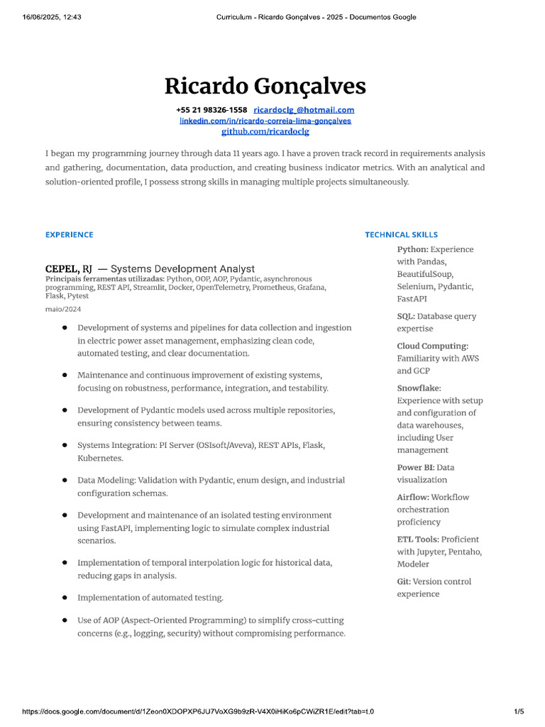 CV - Ricardo Gonçalves | PDF