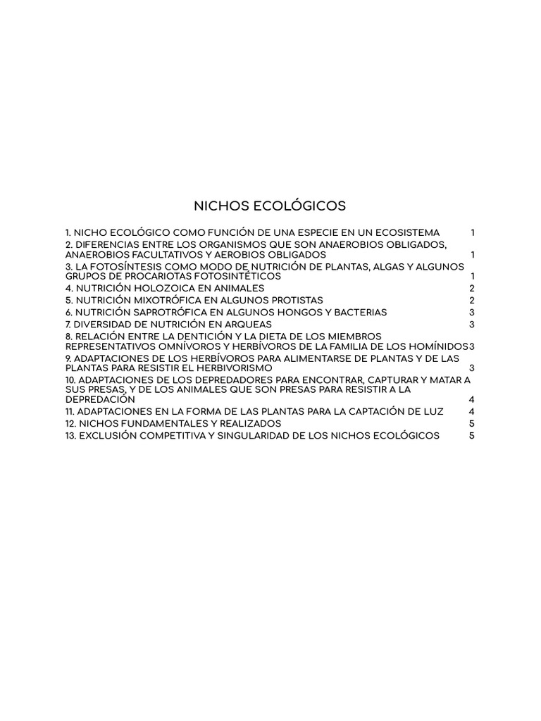 Nichos Ecológicos | PDF | Digestión | Depredación