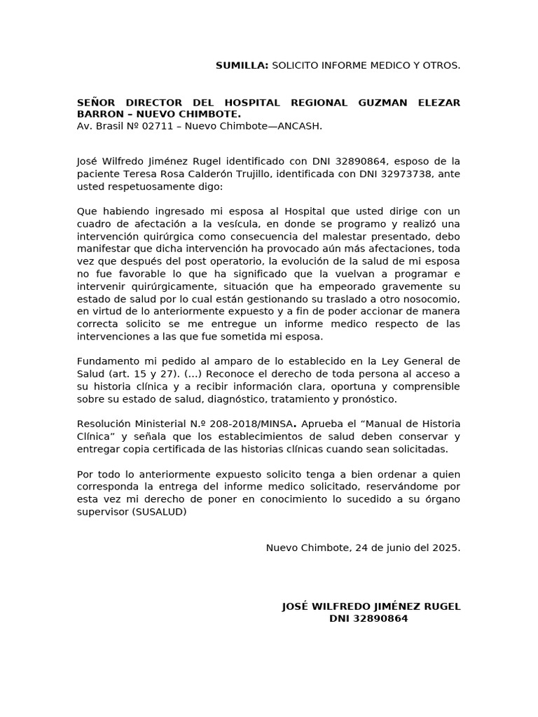 Solicito Informe Medico | PDF