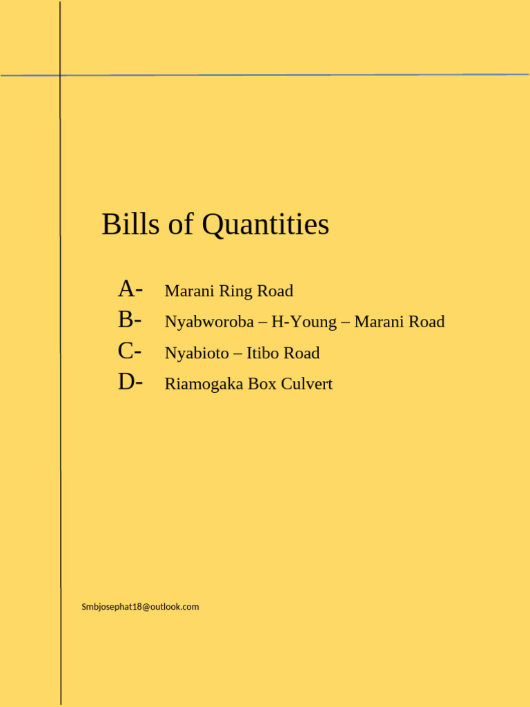 Bills of Quantities for Road Projects | PDF