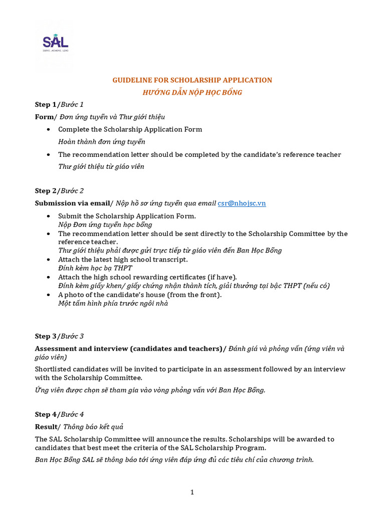 Guideline For Scholarship Application | PDF