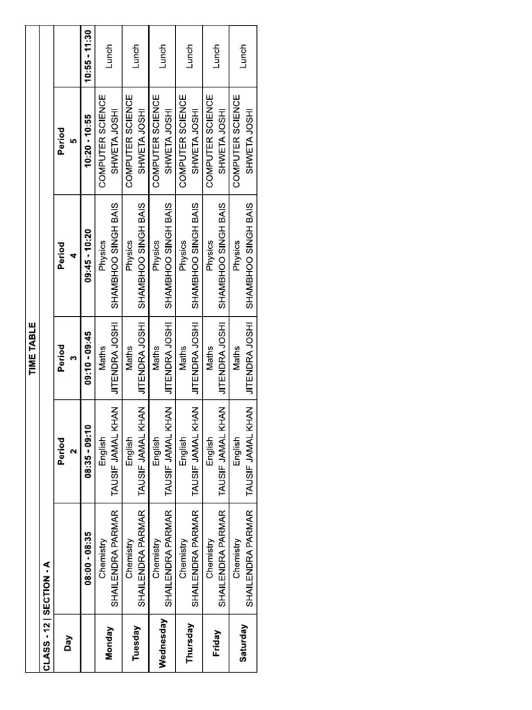 Timetable April | PDF