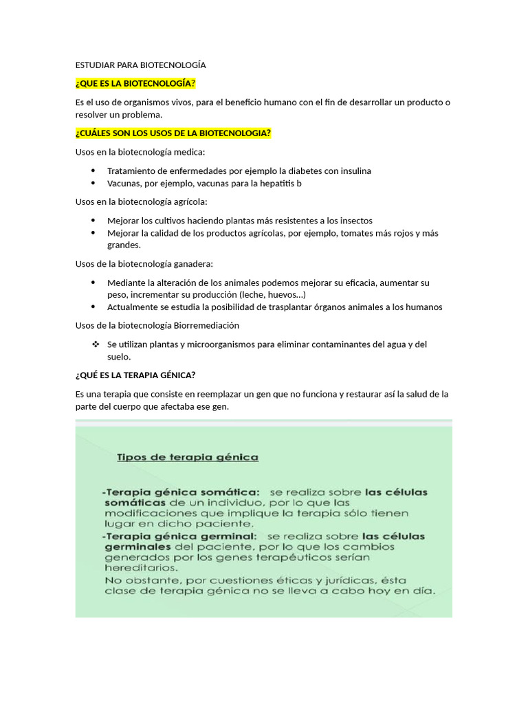 Estudiar para Biotecnología | PDF