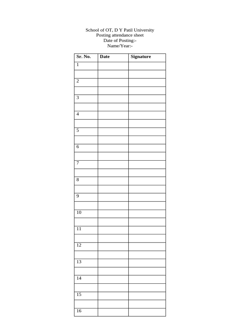Posting Attendance Sheet | PDF