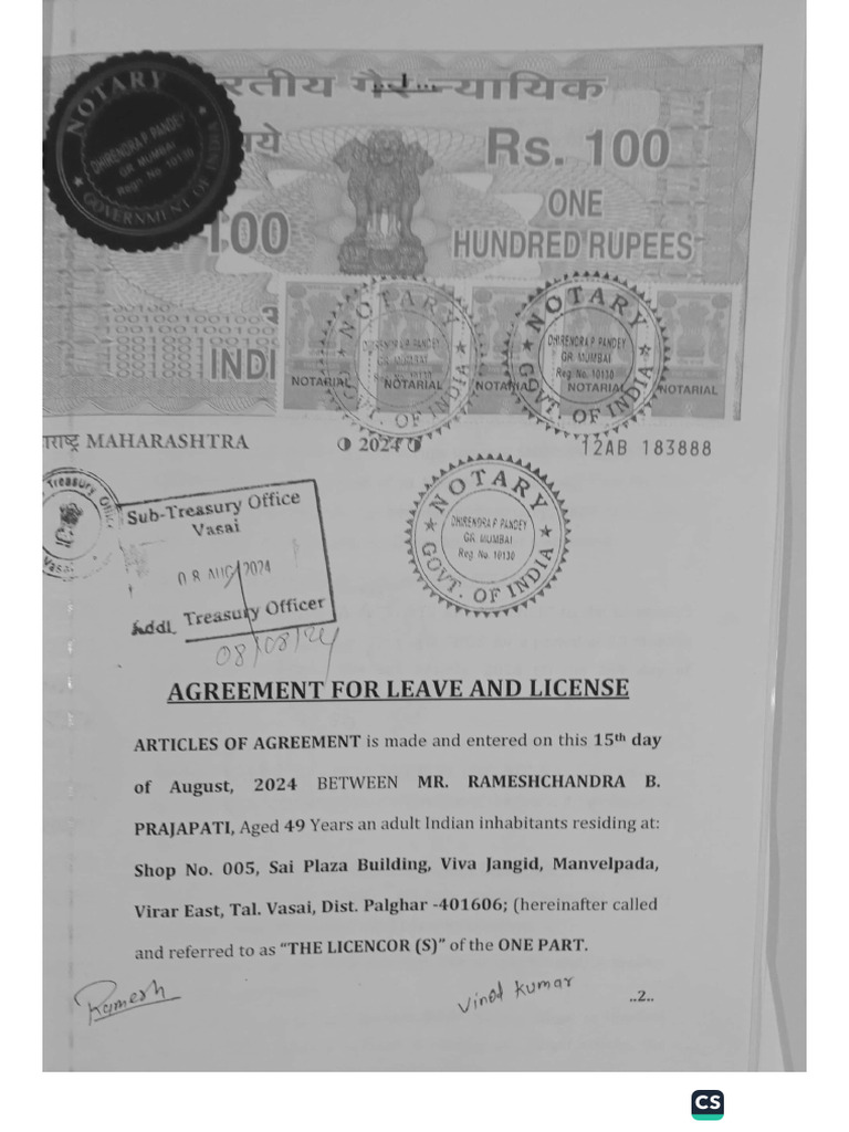 Vinod Shop Agreement | PDF