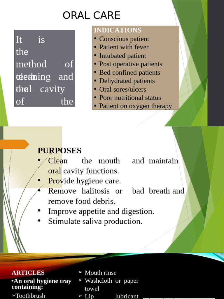 Oral Care For Patients | PDF | Oral Hygiene | Toothbrush