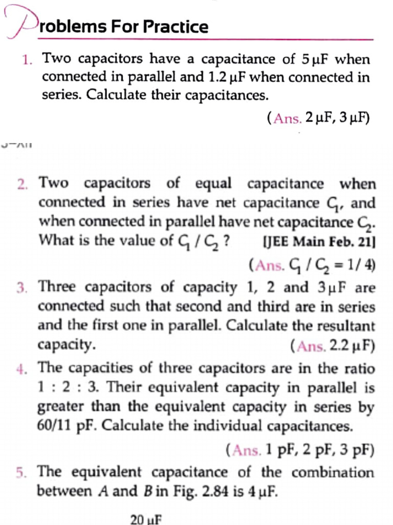 Practice Questions On Capacitors | PDF | Capacitor | Capacitance
