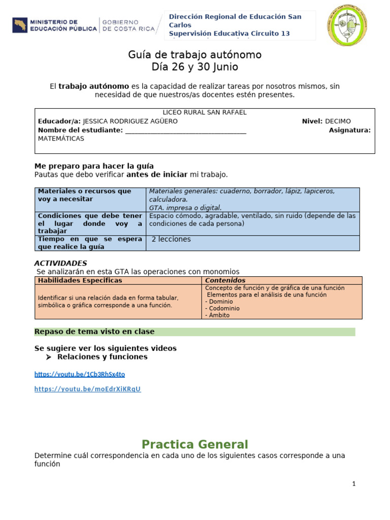 GTA-Mate Decimo 26 Junio | PDF | Función (Matemáticas) | Aprendizaje