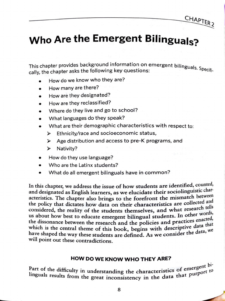 Who Are The Emergent Bilinguals? Chapter 2 | PDF