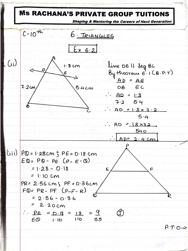 C10 Triangles Handwritten Notes | PDF