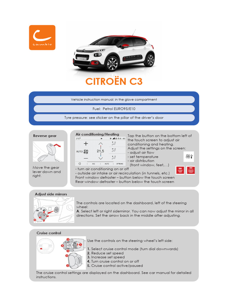 Citroën C3 User Manual Overview | PDF | Headlamp | Transportation ...