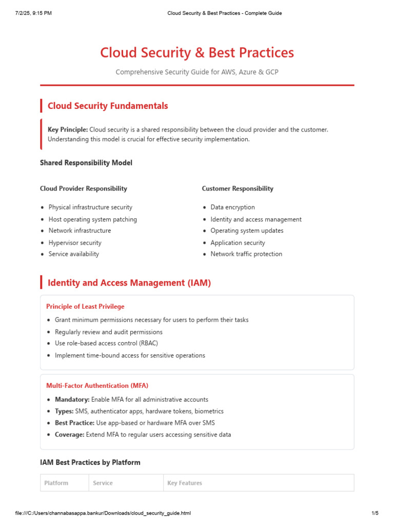 Cloud Security & Best Practices - Complete Guide | PDF | Security ...