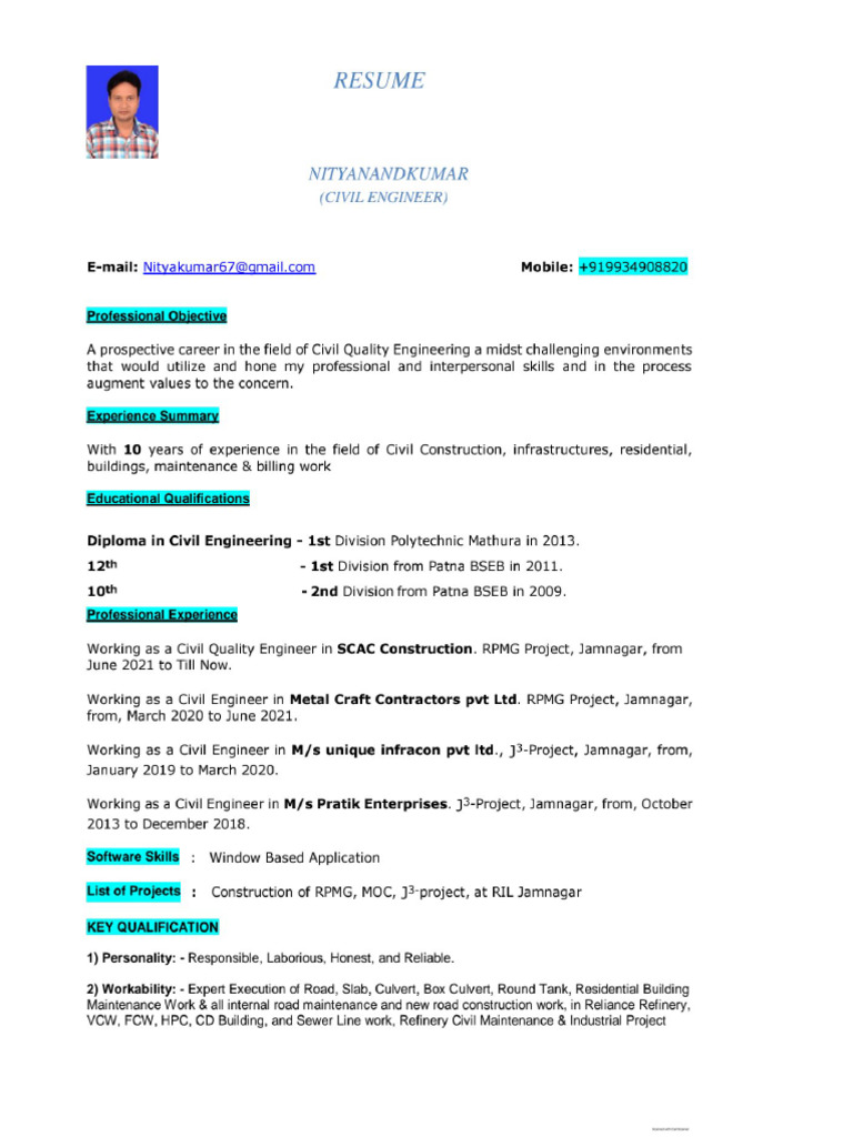 Nitya Resume New Photo Quality | PDF