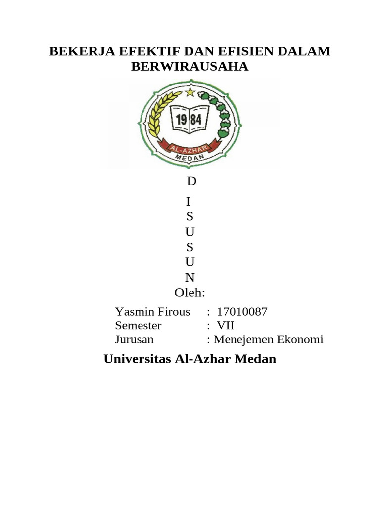 Bekerja Efektif Dan Efisien Dalam Berwirausaha | PDF