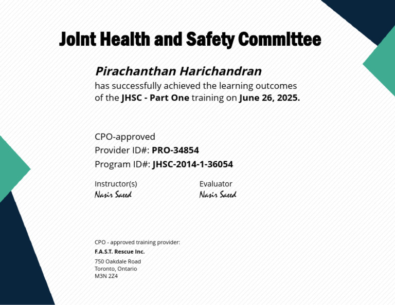 Pirachanthan Harichandran JHSC Part One Roc | PDF