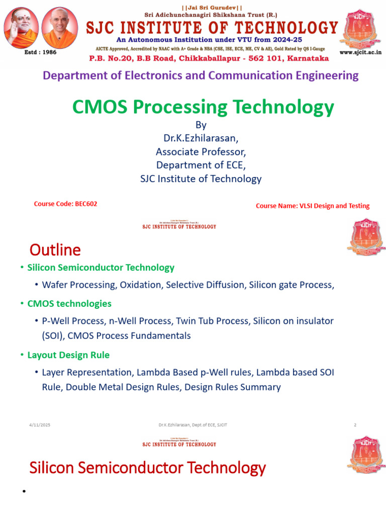 Module - 3-CMOS Processing Technology (PPT) | PDF | Mosfet | Cmos