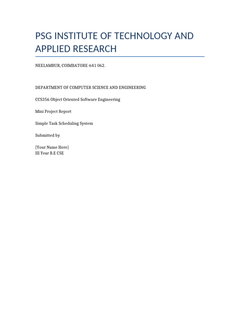 Simple Task Scheduling System Report Base | PDF | System ...