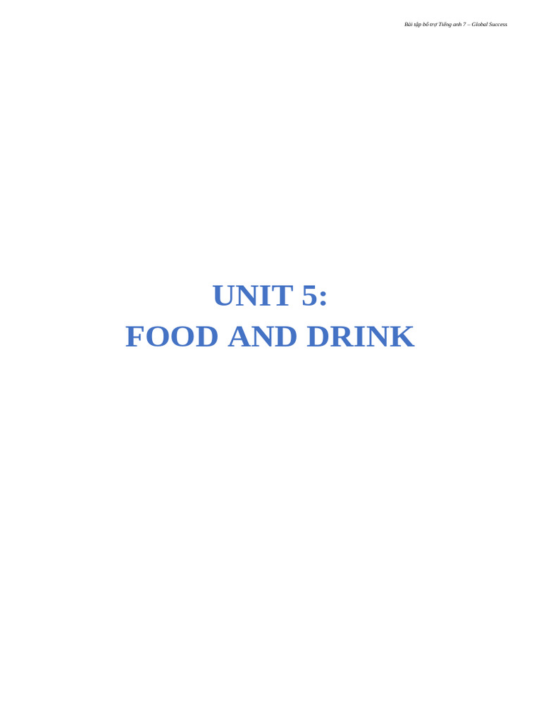 UNIT 5-Food and Drink | PDF