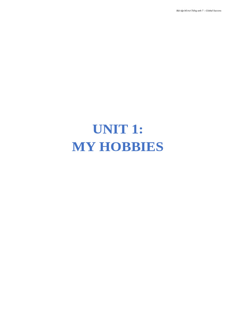 UNIT 1-My Hobbies | PDF