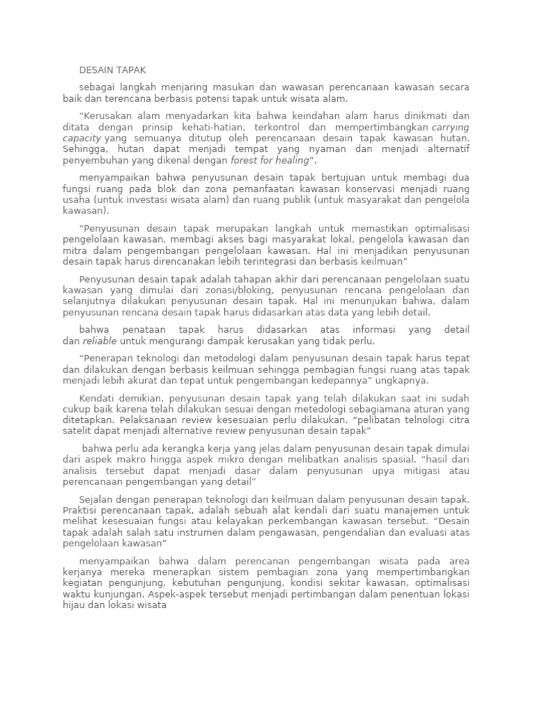 Desain Tapak untuk Wisata Alam Berkelanjutan | PDF
