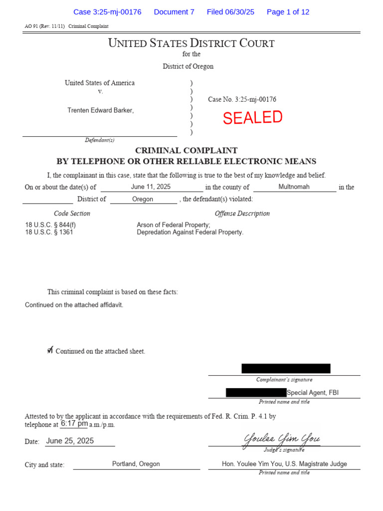 Trenten Edward Barker Arrest Affidavit | PDF | Complaint | Common Law