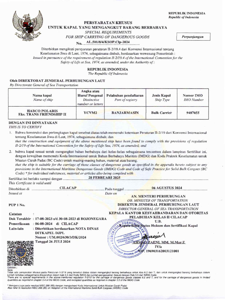 15 Special Requirments For Ships Dangerous Goods Certificate | PDF