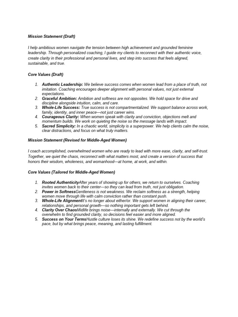 Mission Statement, Core Values | PDF