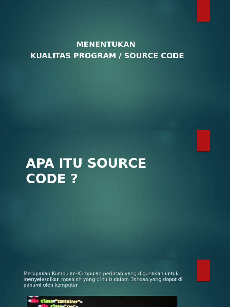 BAHAN PRESENTASI PPT MATERI Menentukan Kualitas Program Source Code | PDF
