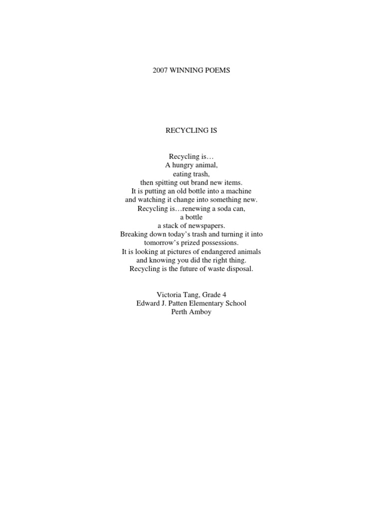Poems Winners 07 | PDF | Reuse | Recycling