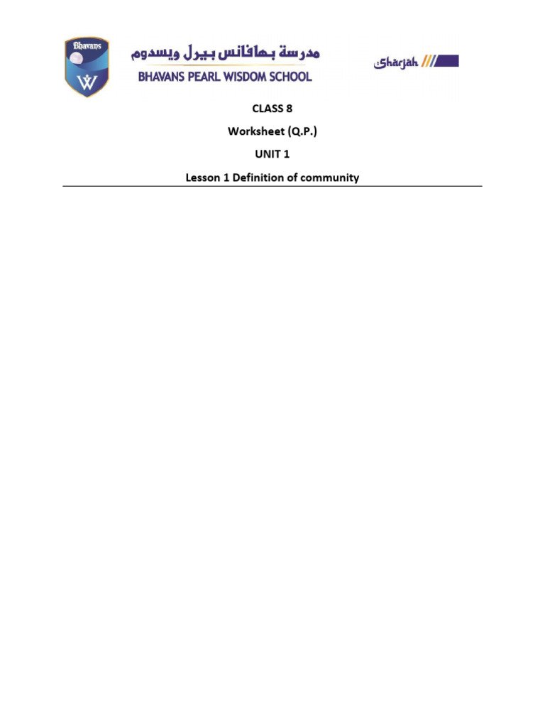 Unit 1 L-1 Worksheet (Q.P.) | PDF