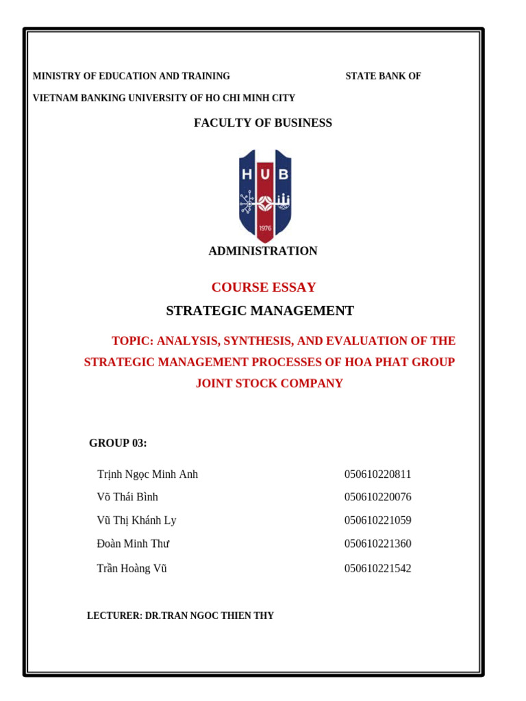 Strategic Management: Course Essay | PDF