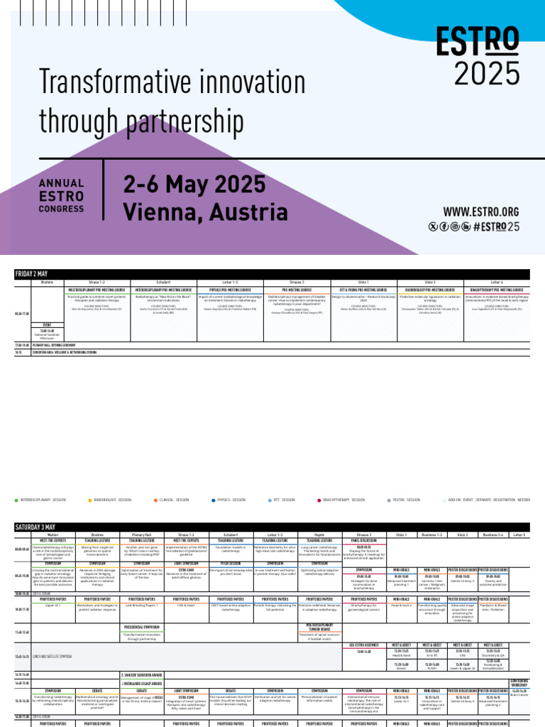ESTRO 2025 Programme Overview | PDF | Radiation Therapy | Cancer