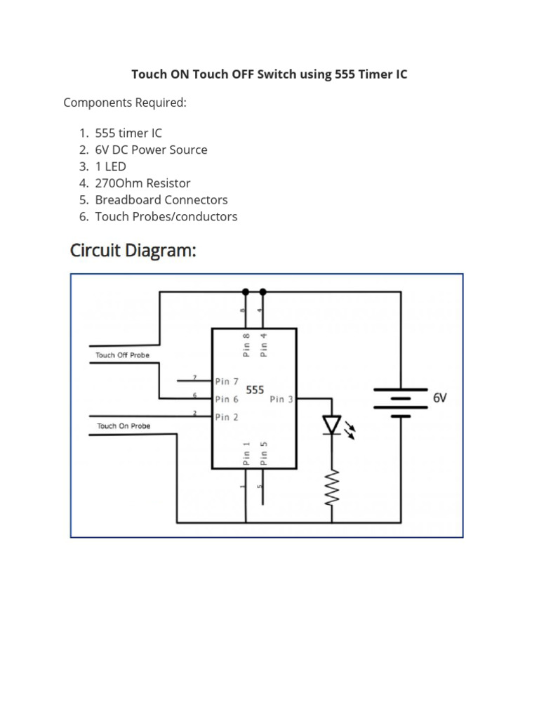 Touch On Touch OFF Switch Using 555 Timer IC | PDF