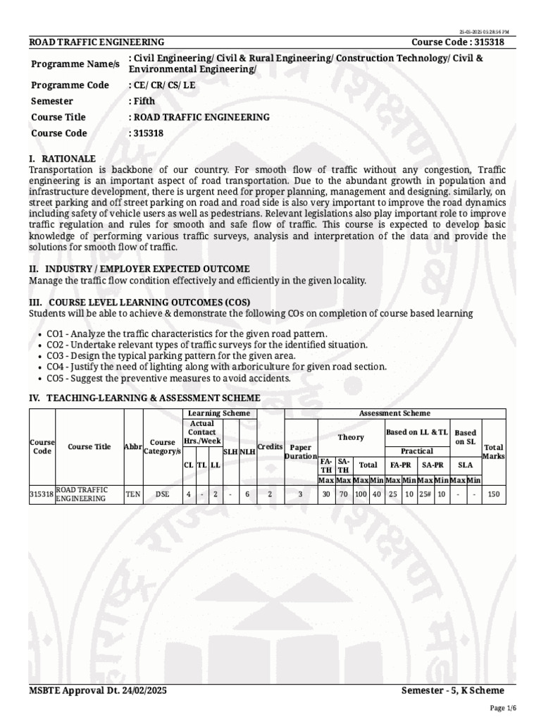 315318-Road Traffic Engineering | PDF | Traffic | Road
