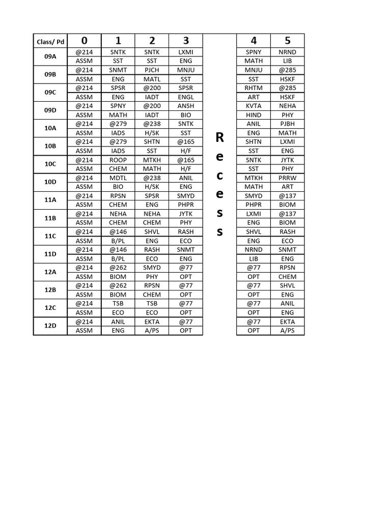 Tuesday 24 June Time Table | PDF