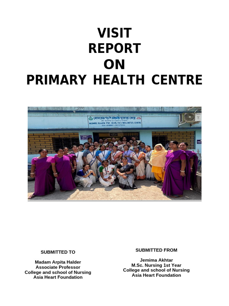 PHC Visit Report and Objectives | PDF | Health Care | Health Equity