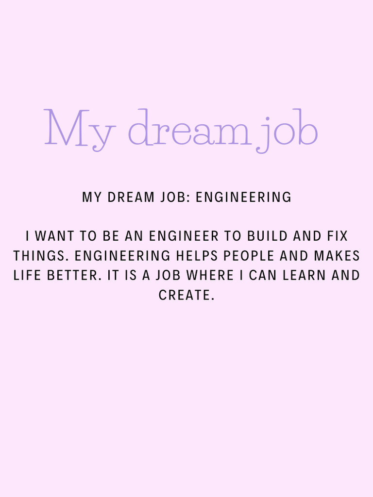 My Dream Job | PDF