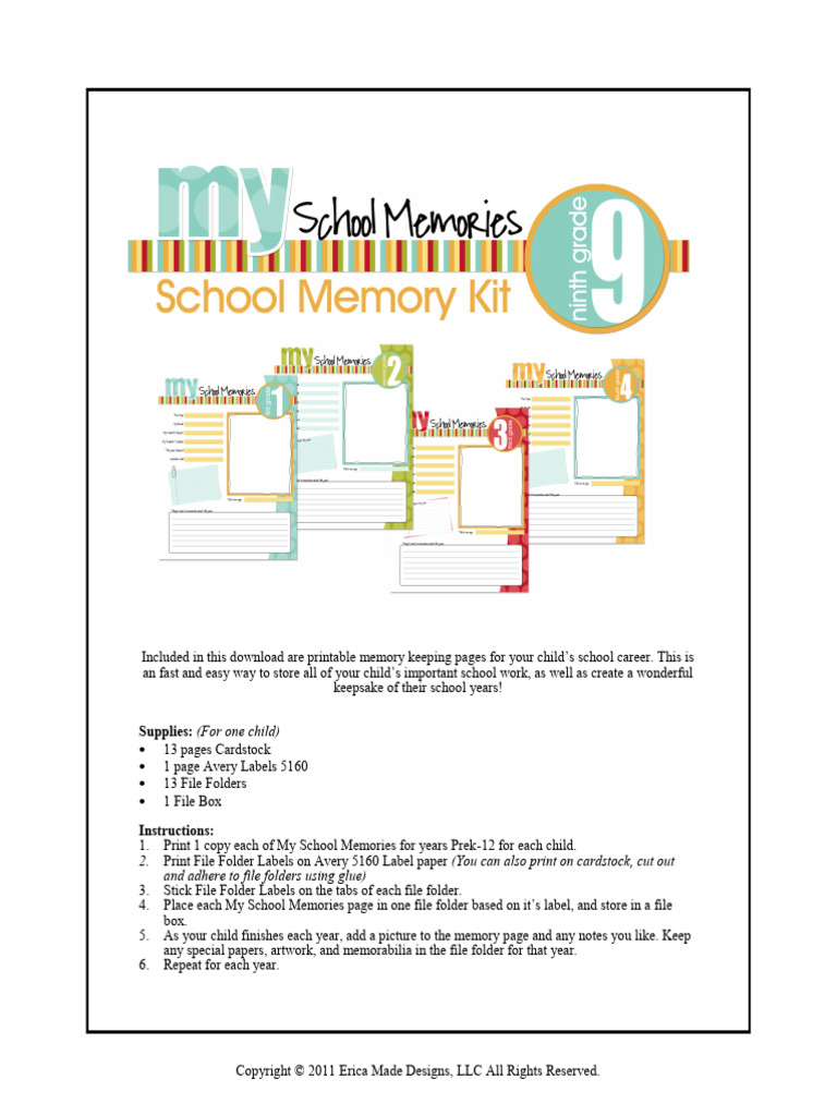 Printable School Memory Pages | PDF | All Rights Reserved | Computer File