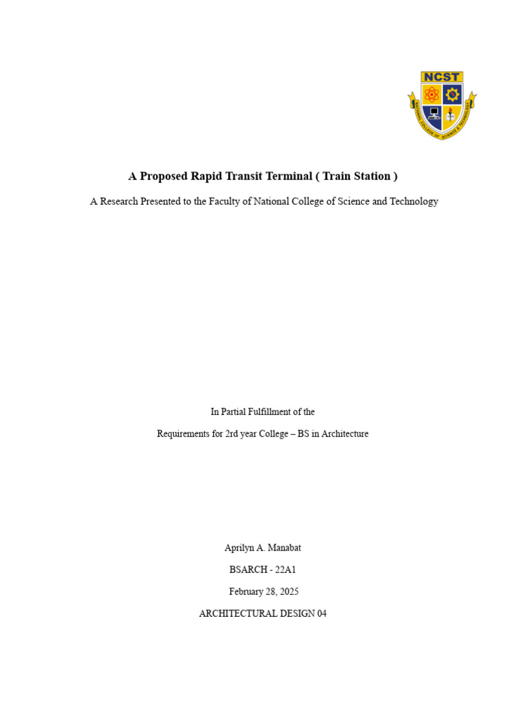 Proposed Rapid Transit Terminal Design | PDF | Rapid Transit | Transport