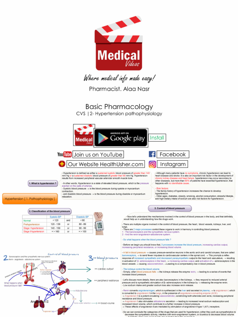 Pharmacology CVS 02 Hypertension Pathophysiology - MedicalVideosChannel | PDF