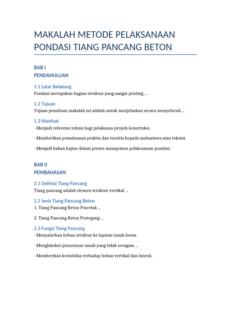 Metode Pelaksanaan Tiang Pancang | PDF