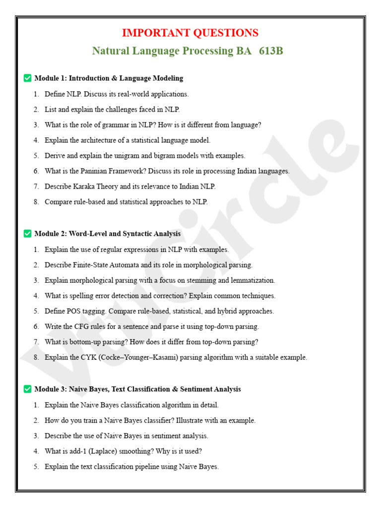 BAD613B NLP Course Overview | PDF | Parsing | Statistical Classification