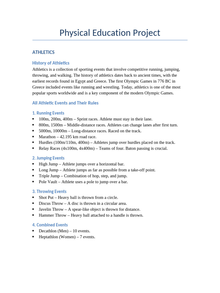 Physical Education Project | PDF
